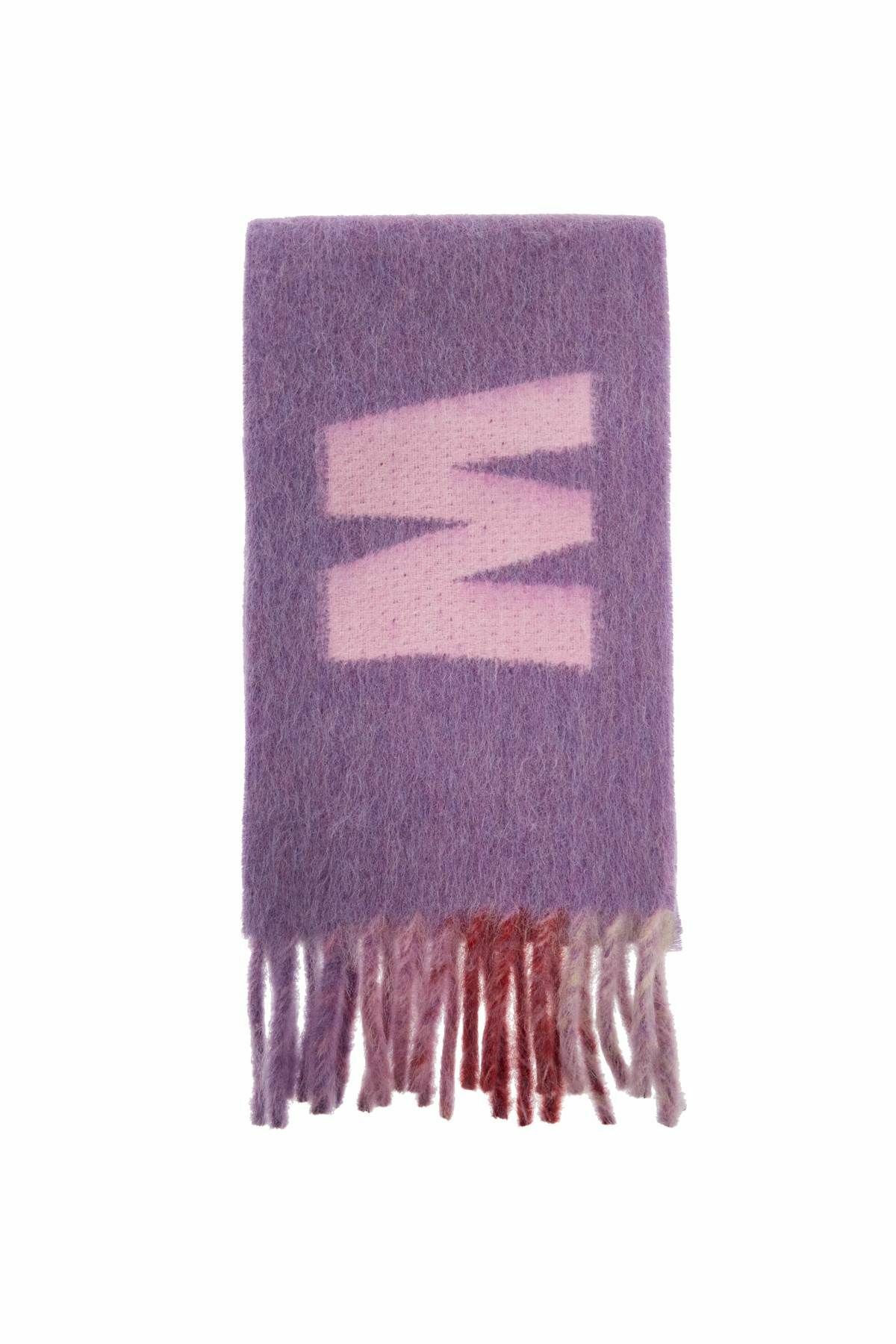 MARNI wool and mohair scarf with maxi logo Purple Marni