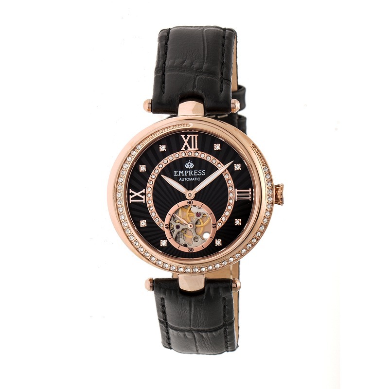 Empress Stella Automatic Crystal Black Dial Ladies Watch EM2105 Empress