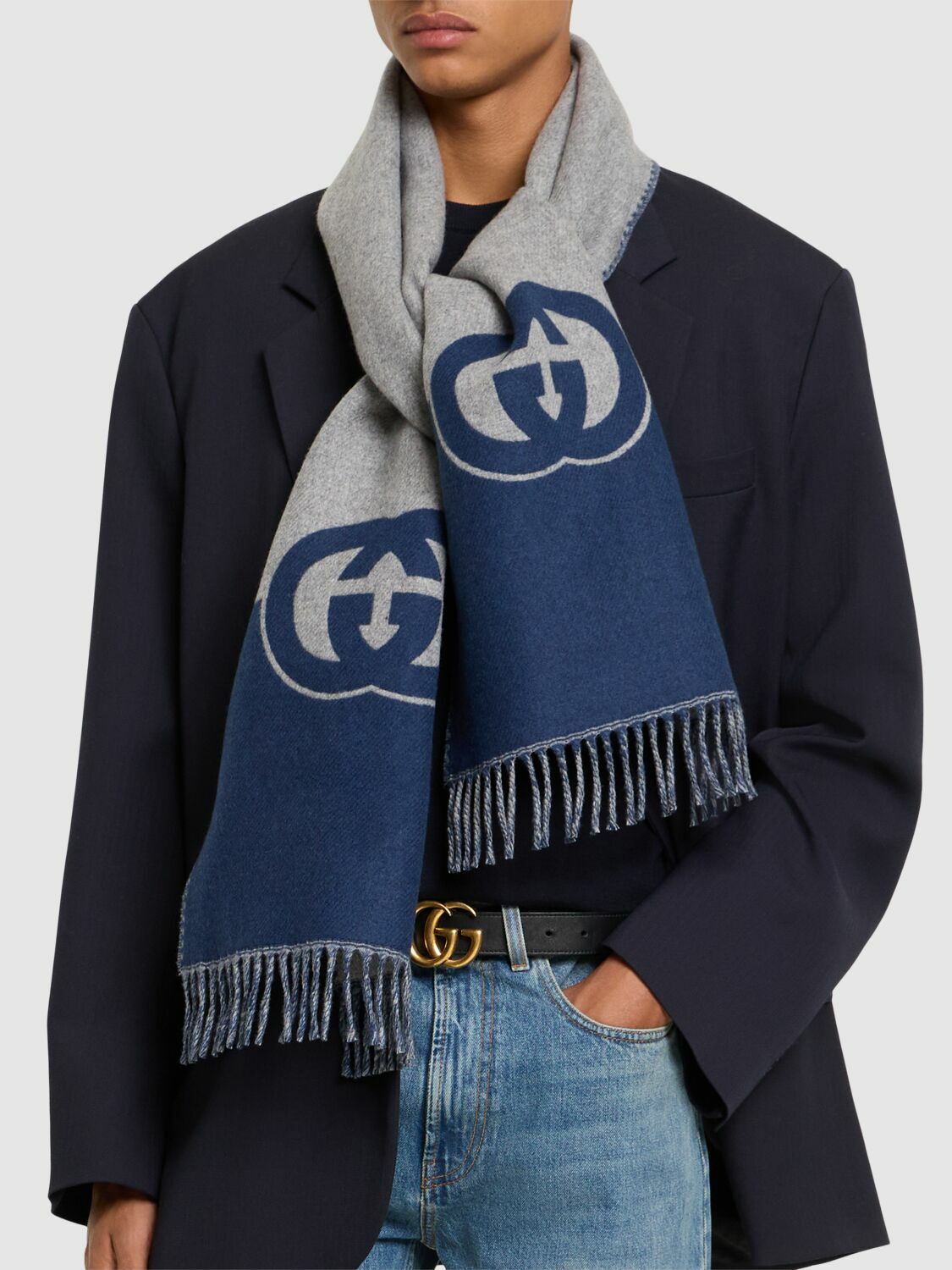 GUCCI Gg Duoparf Wool & Cashmere Scarf Gucci
