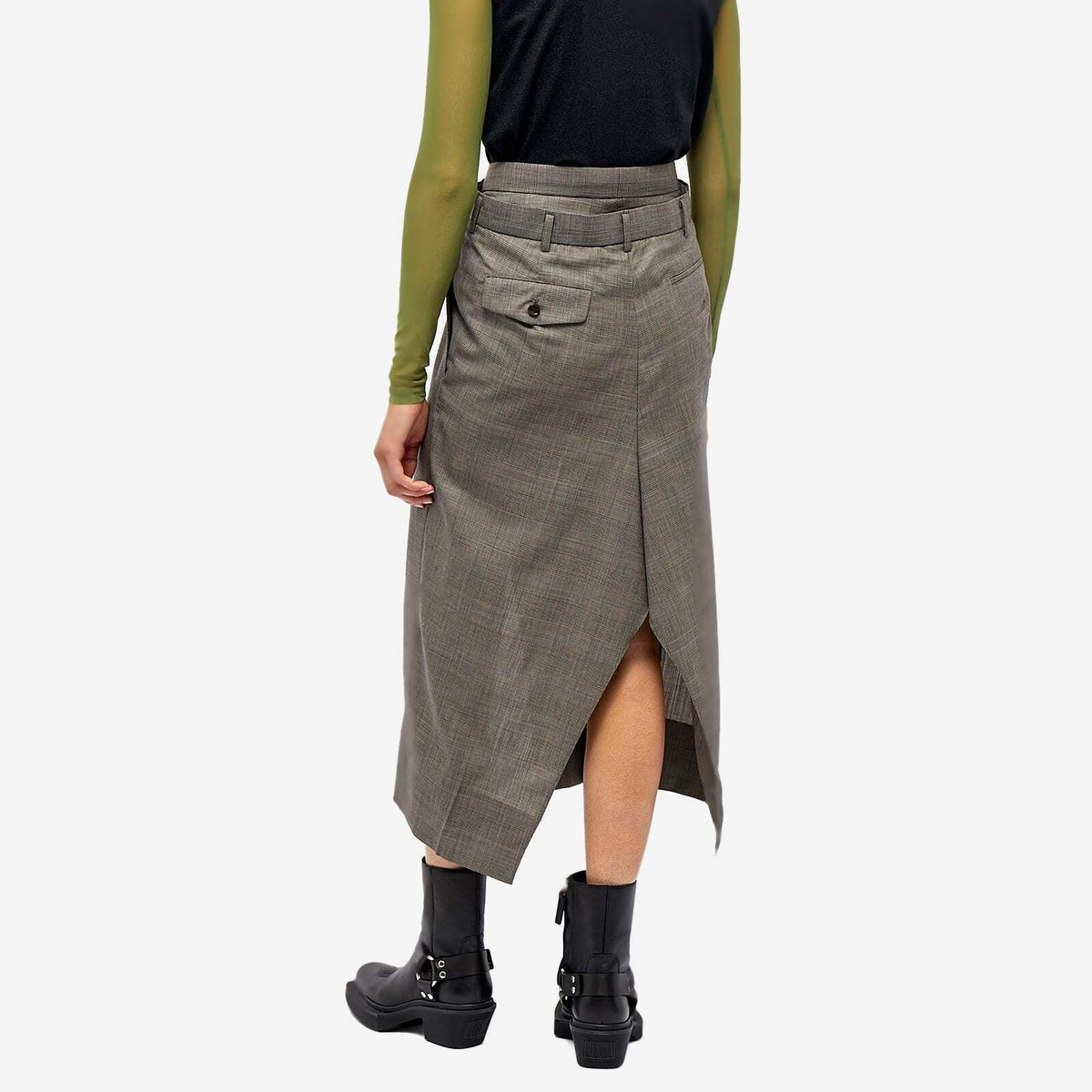 Junya Watanabe Women's Wide Cut Double Layered Skirt in Hounds Tooth ...