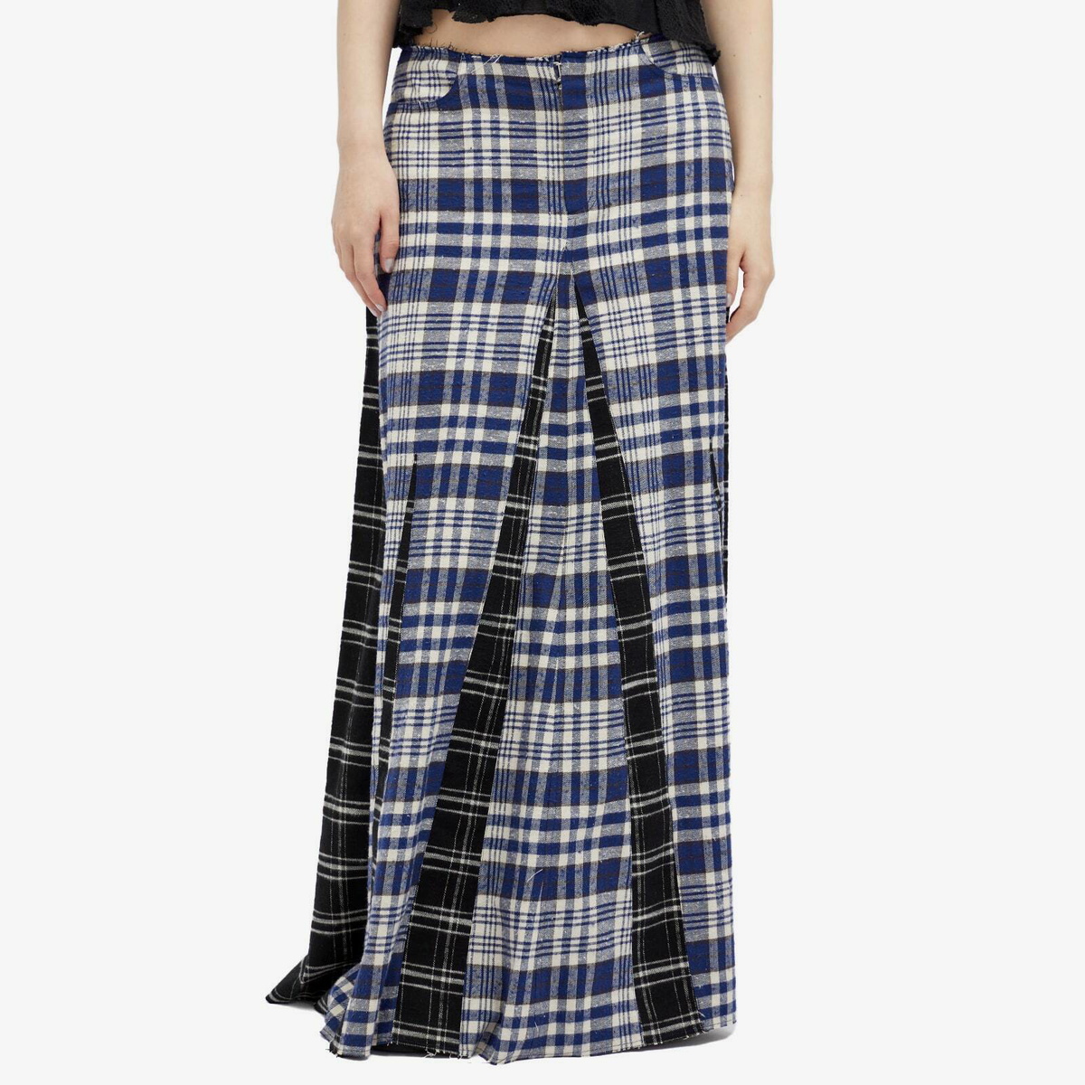 Our Legacy Women's Rebel Skirt in Black And Blue Coastal Flannel Our Legacy