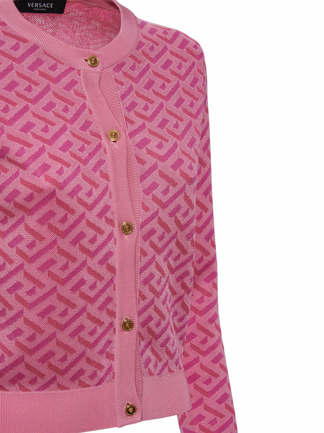 VERSACE - Greek Viscose Blend Knit Cardigan Versace