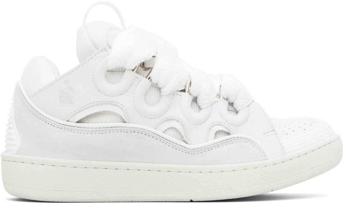 Lanvin Off-White Leather Curb Sneakers Lanvin