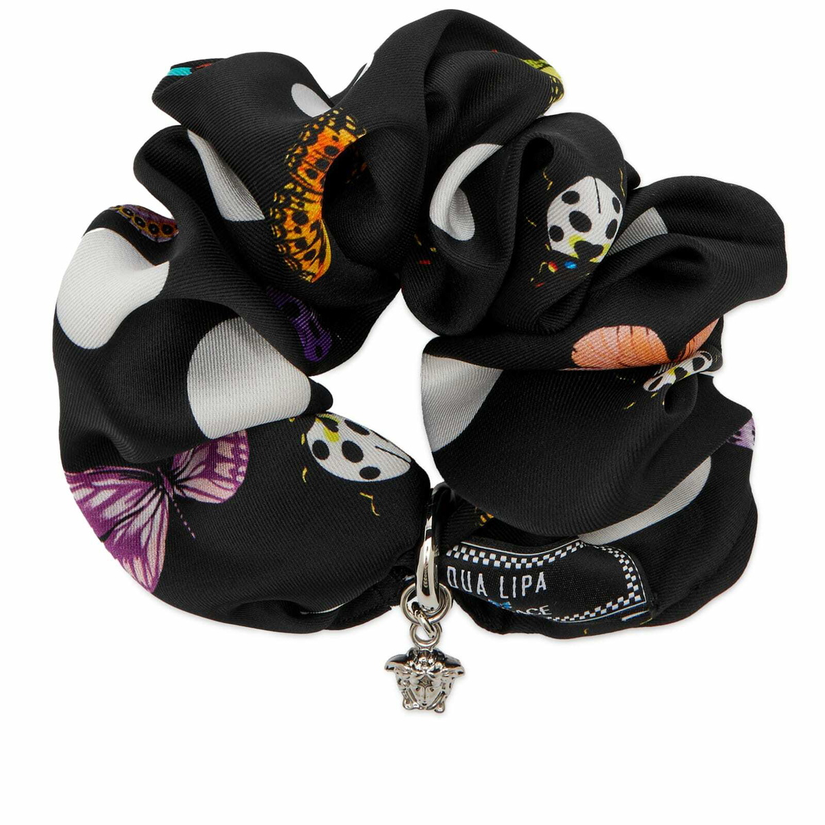 Versace Women's Dot & Ladybug Hair Scrunchie in Black Versace