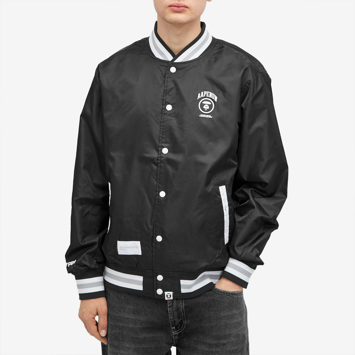 Men's AAPE Logo Varsity Jacket in Black AAPE by A Bathing Ape