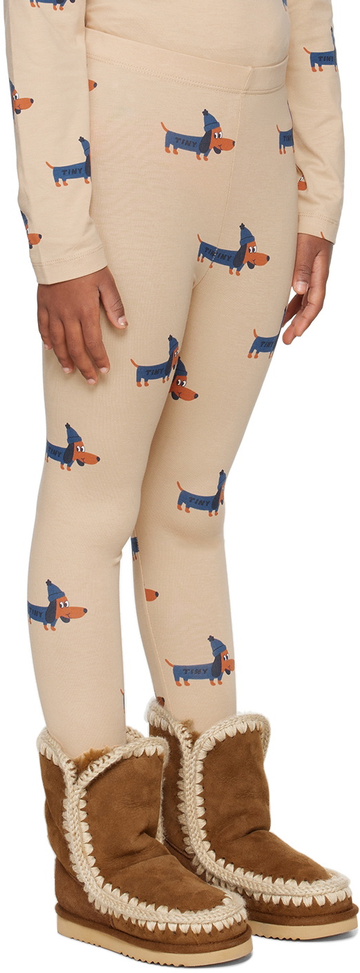 TINYCOTTONS Kids Taupe Dogs Leggings TINYCOTTONS