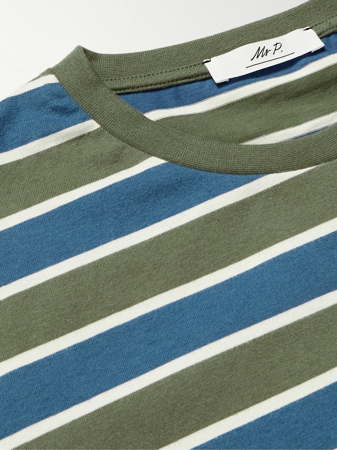 Mr P. - Striped Cotton-Jersey T-Shirt - Blue Mr P.