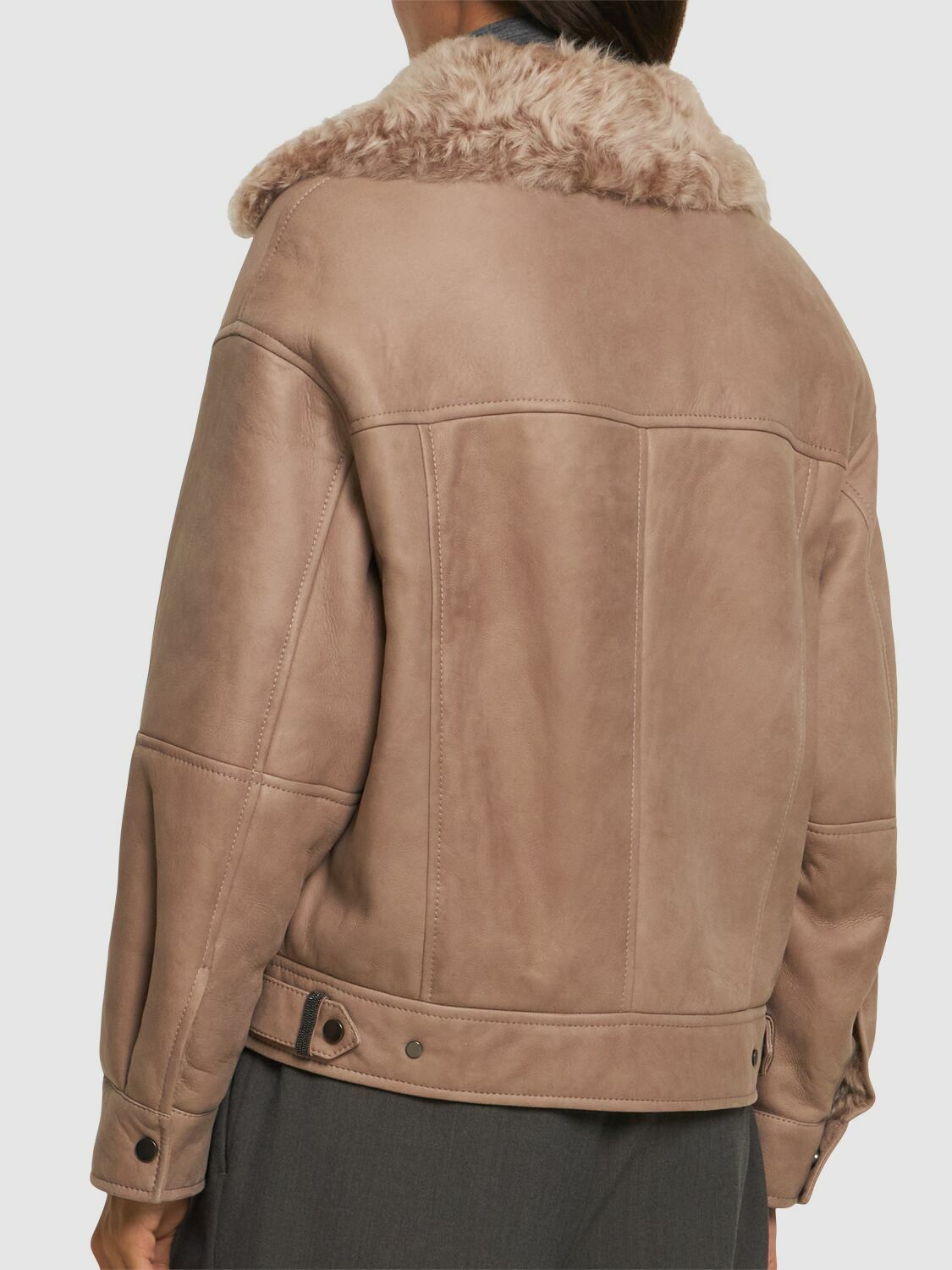 BRUNELLO CUCINELLI Shearling Leather Jacket Brunello Cucinelli