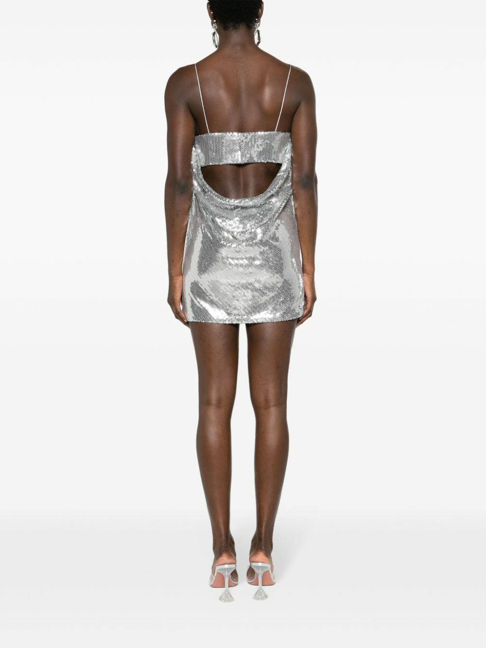 Alex Perry Silver-Tone Draped Sequinned Mini Dress Alex Perry