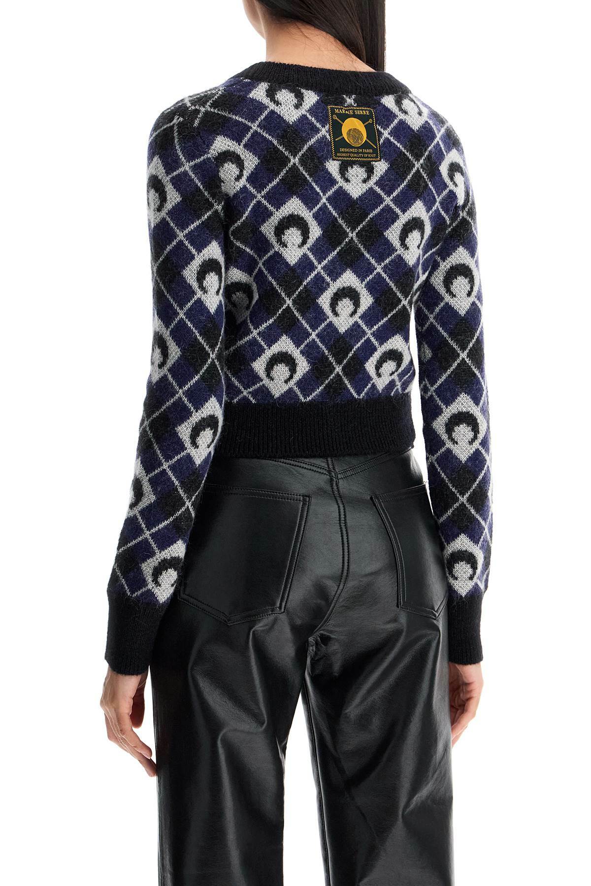 MARINE SERRE cropped moon argyle pattern Black Marine Serre
