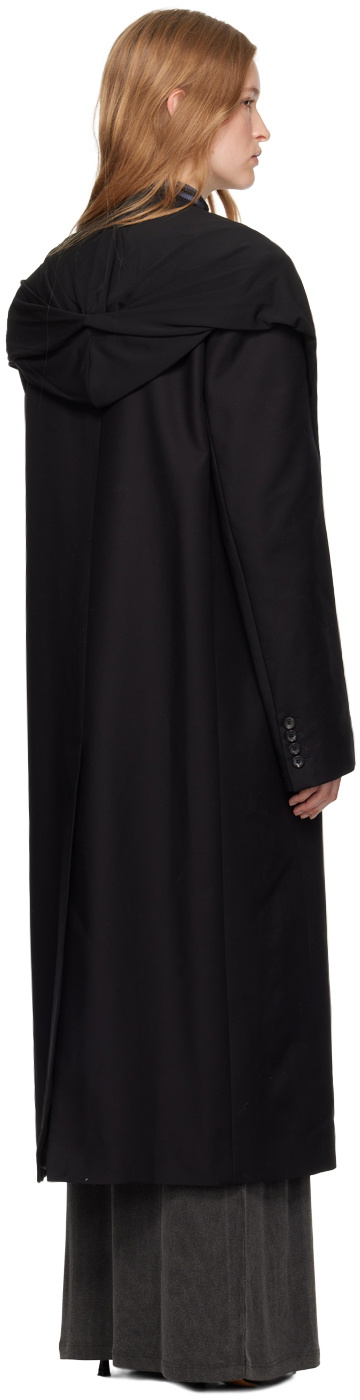 Y/Project Black Draped Hood Coat Y/Project