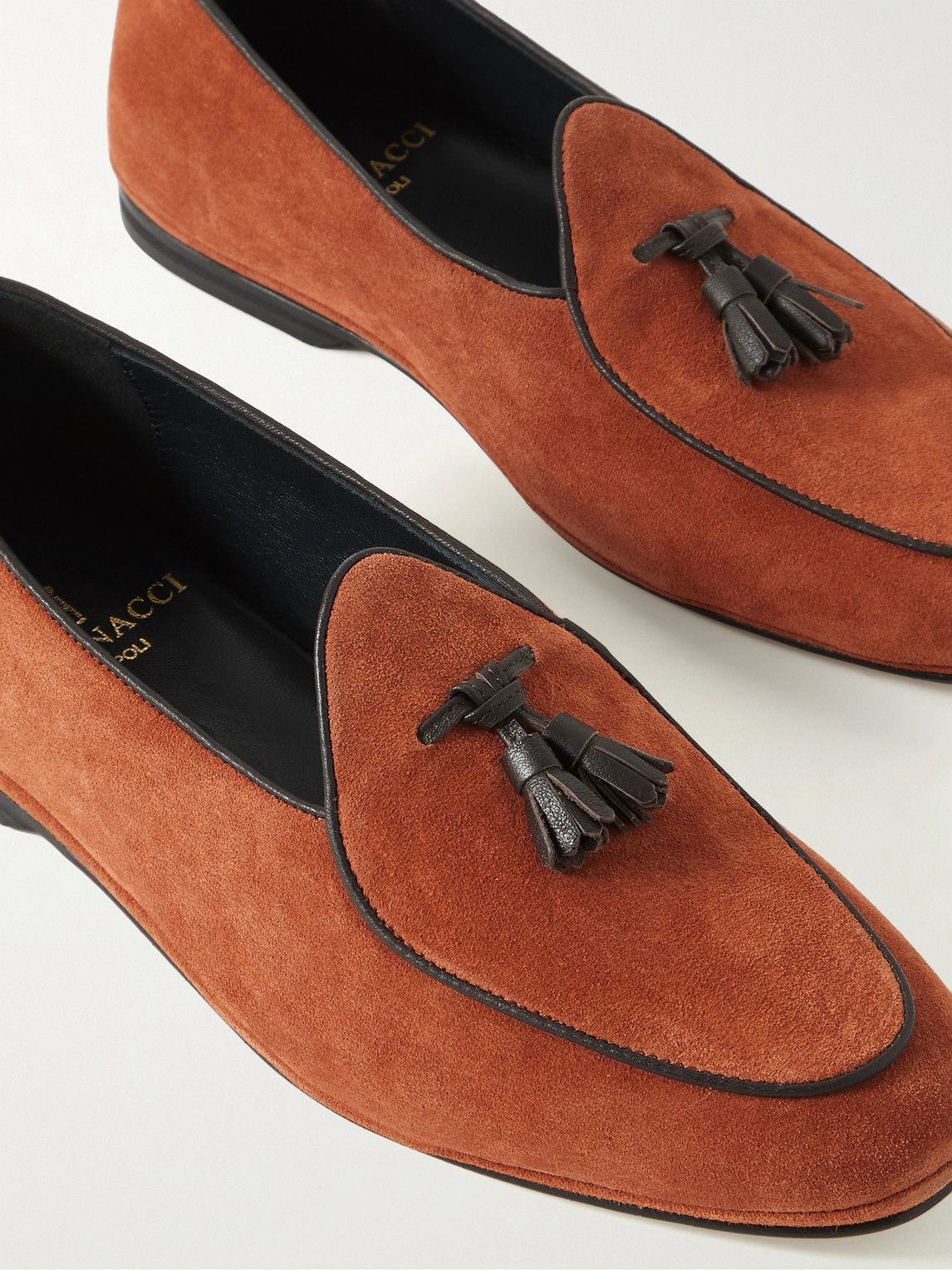 Rubinacci - Marphy Leather-Trimmed Suede Tasselled Loafers - Brown ...