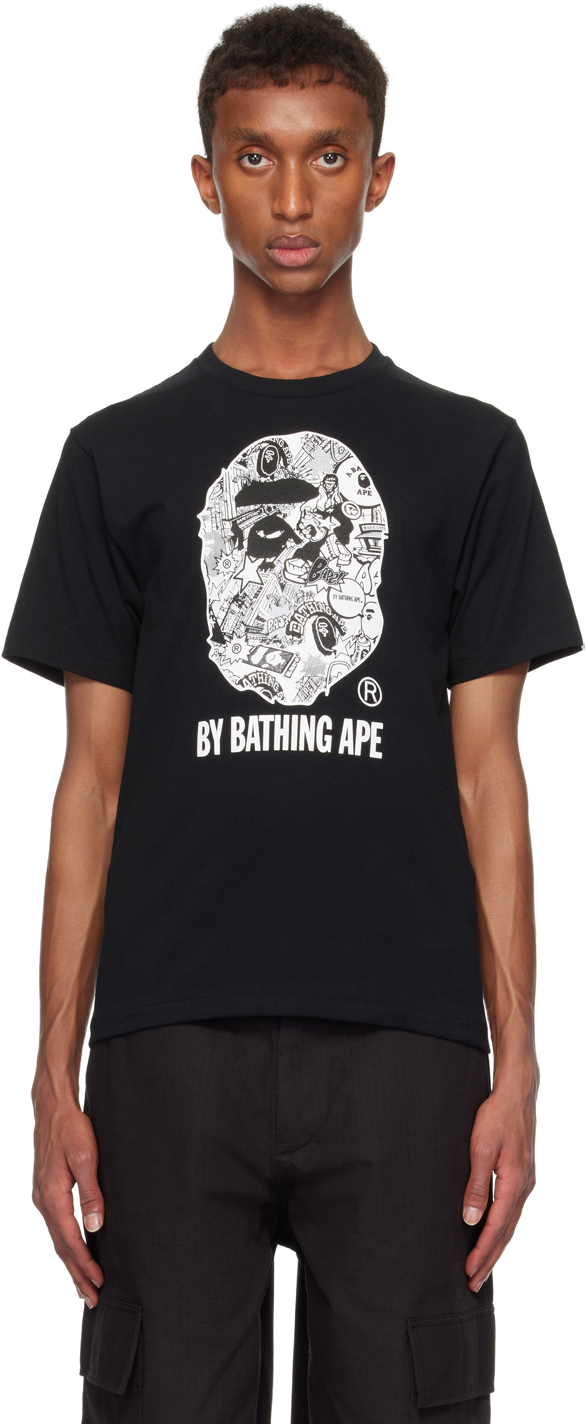 BAPE Black Comic Art Ape Head T-shirt A Bathing Ape