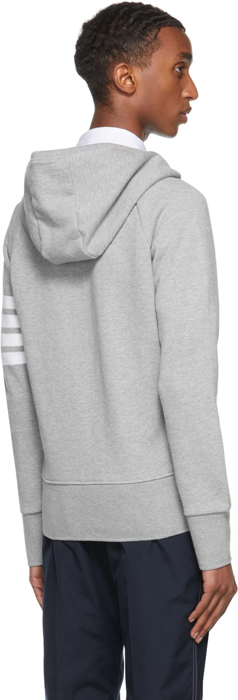 Thom Browne Grey Engineered 4-Bar Zip-Up Hoodie Thom Browne