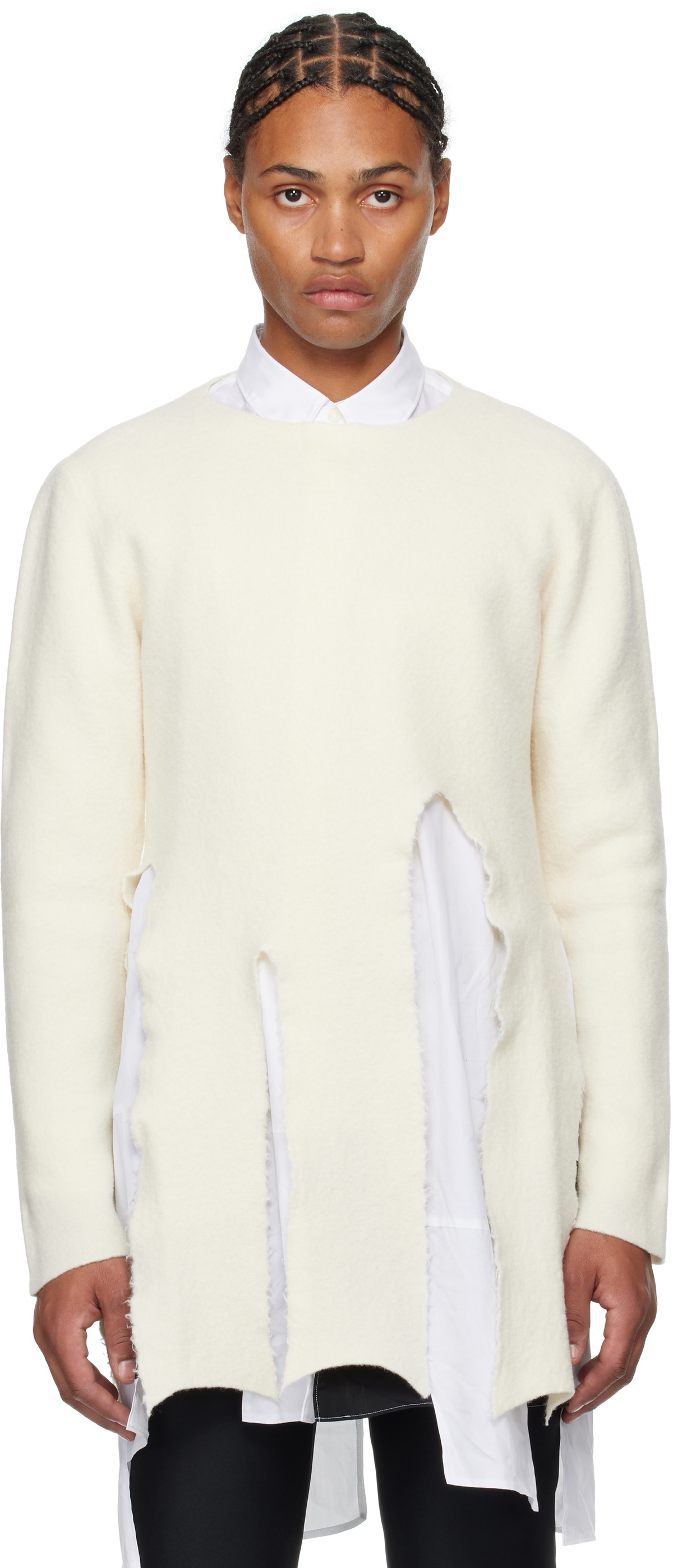 Comme des Garçons Homme Plus Off-White Worsted Wool Sweater Comme des ...