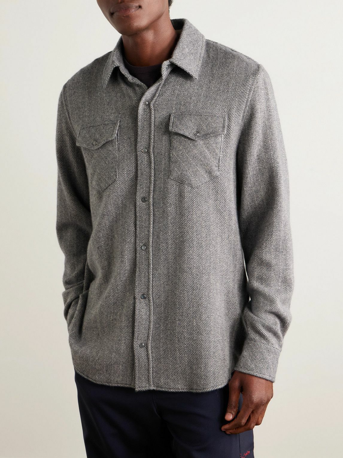 God's True Cashmere - Striped Cashmere Shirt - Gray God's True Cashmere