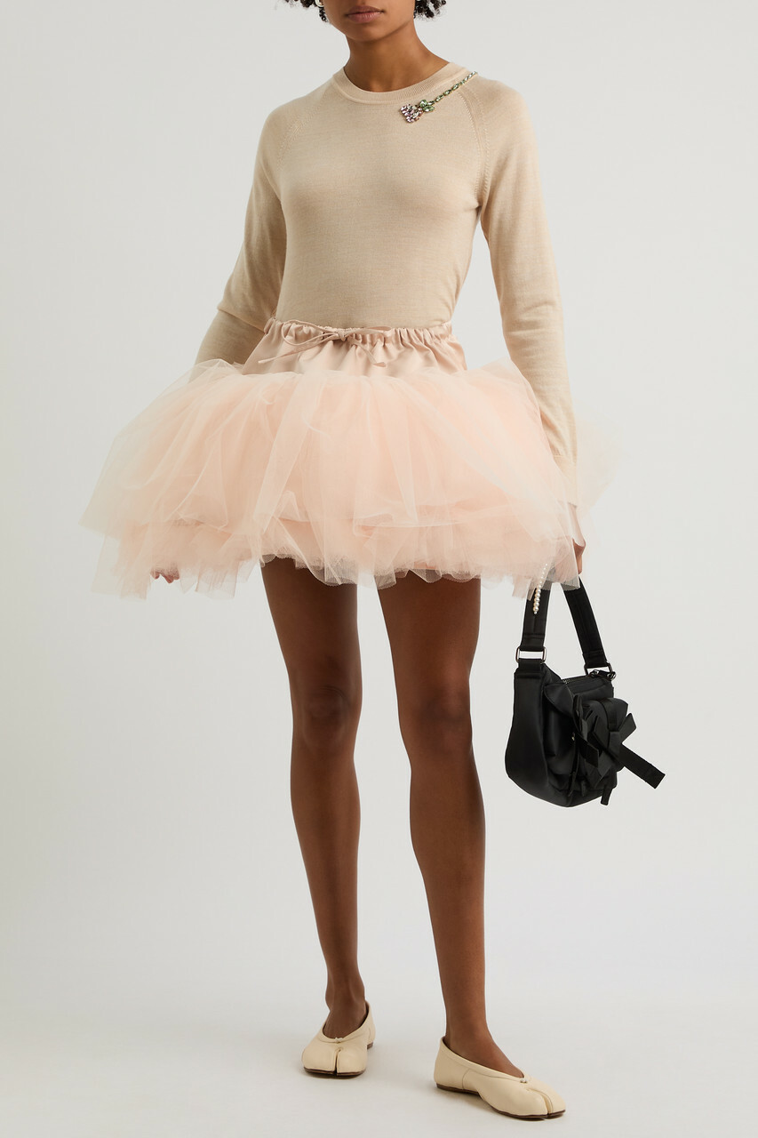 Simone Rocha Ballet Tutu Satin and Tulle Mini Skirt Light Pink Simone Rocha