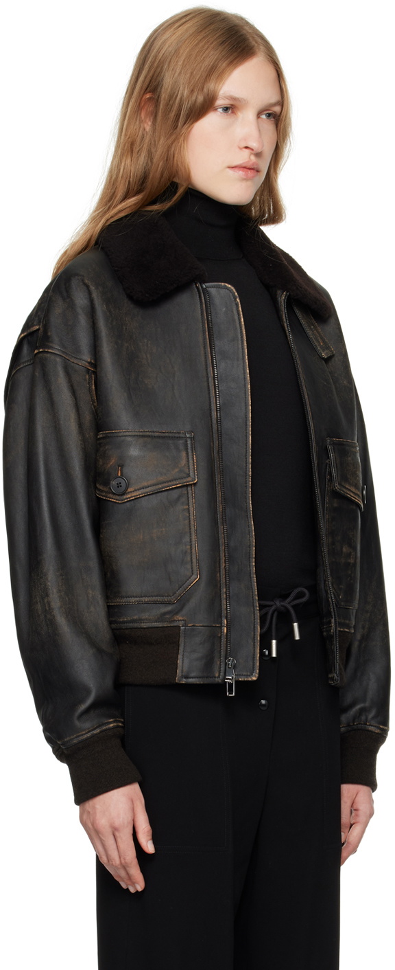 The Row Brown Adonis Leather Jacket The Row