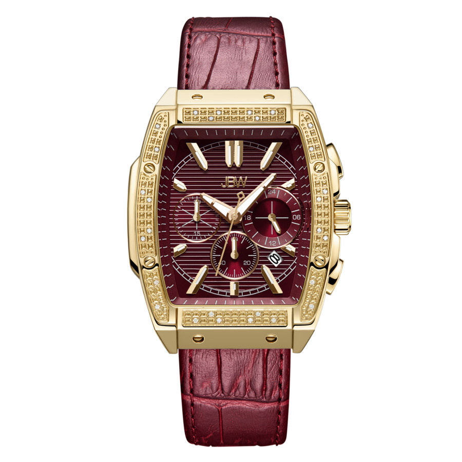 JBW Echelon Chronograph Quartz Diamond Red Dial Mens Watch J6379B JBW