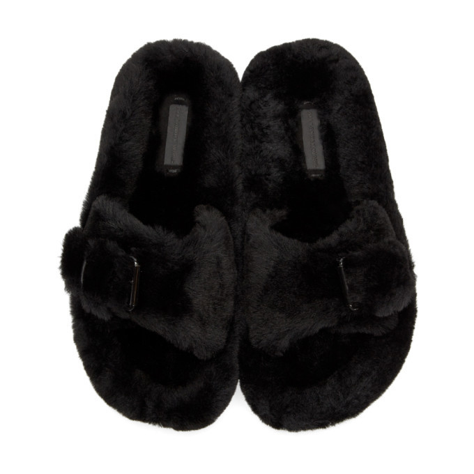 Alexander Wang Black Bee Shearling Slippers Alexander Wang