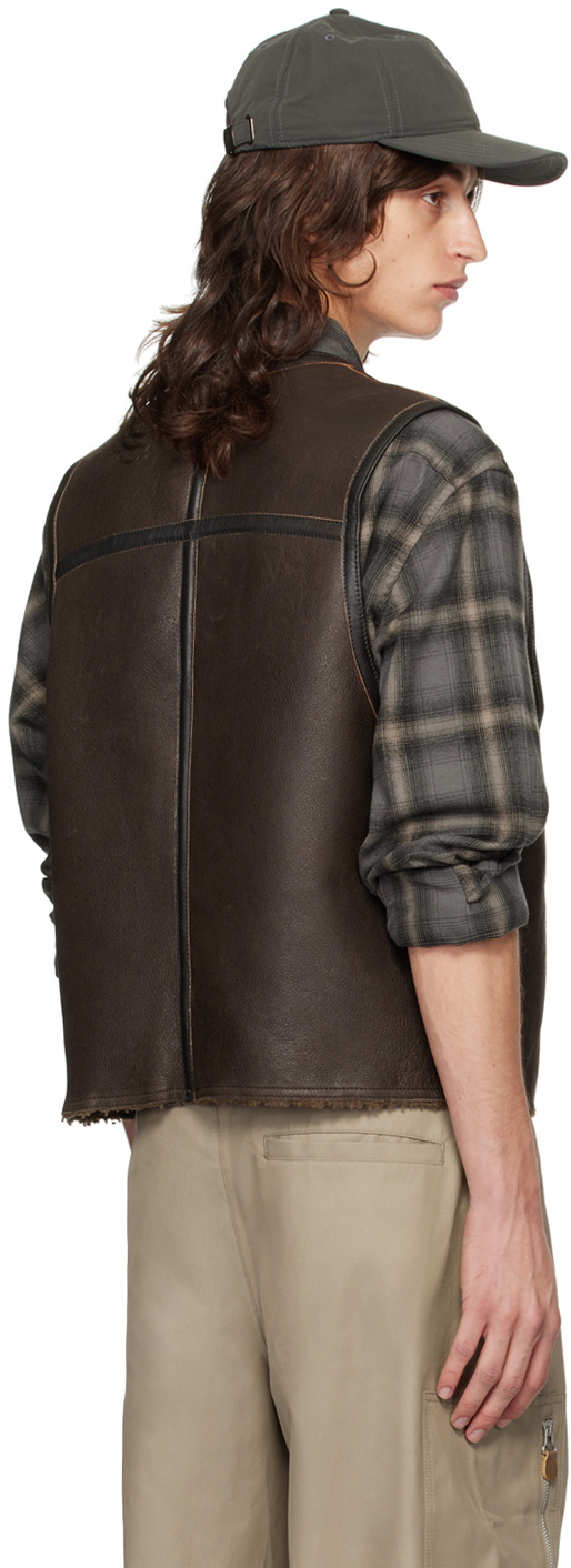OUR LEGACY Brown Patch Pocket Reversible Shearling Vest Our Legacy