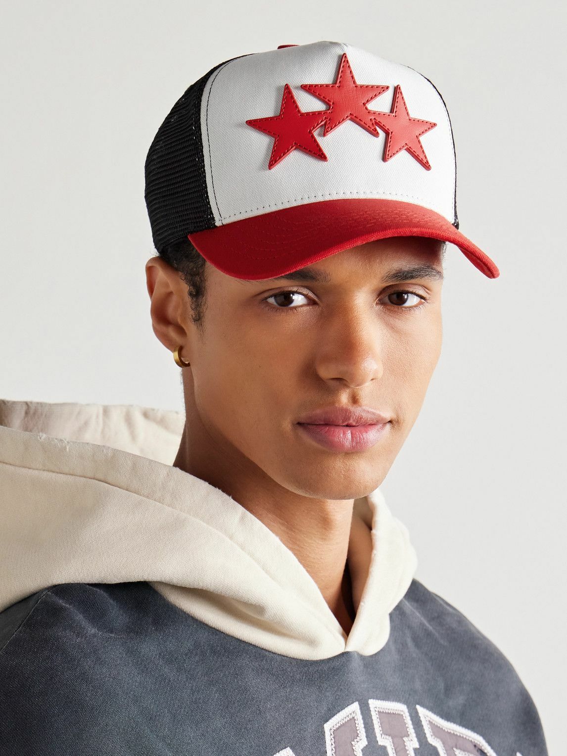 AMIRI - Appliquéd Leather-Trimmed Cotton-Canvas and Mesh Trucker Cap Amiri