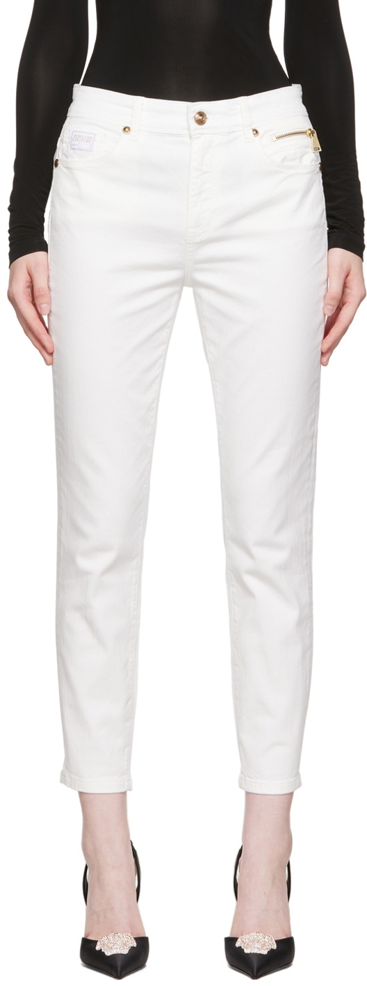 Versace Jeans Couture White Embroidered Jeans Versace