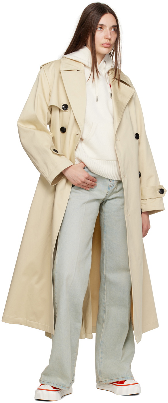 AMI Alexandre Mattiussi Beige Double-Breasted Trench Coat AMI Alexandre ...