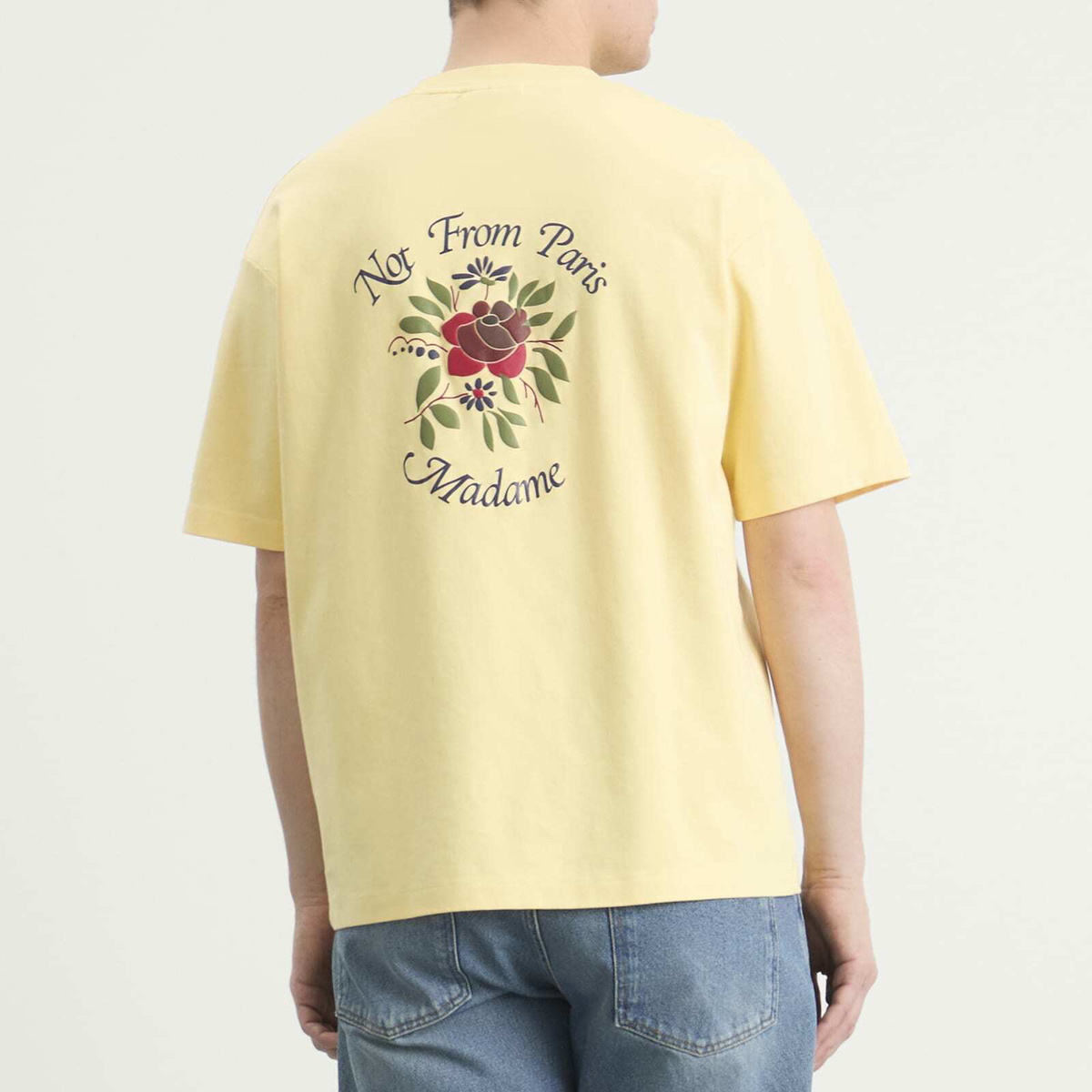 Drôle de Monsieur Men's Rose Slogan T-Shirt in Light Yellow Drôle de ...