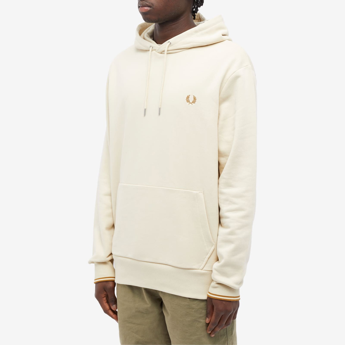 Fred Perry Men's Tipped Popover Hoodie in Oatmeal Fred Perry