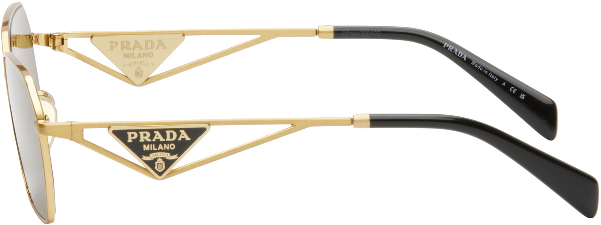 Prada Eyewear Gold Triangle Logo Sunglasses Prada