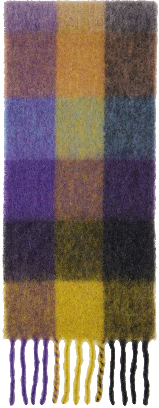 Acne Studios Purple & Yellow Check Scarf Acne Studios