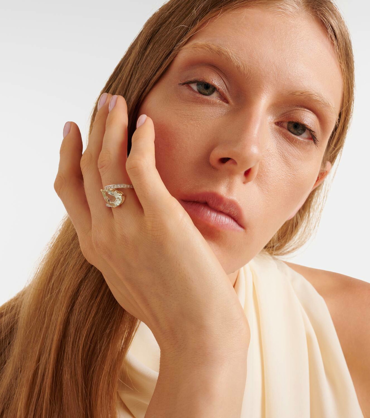 Mateo Slanted 14kt gold ring with amethyst and diamonds Mateo