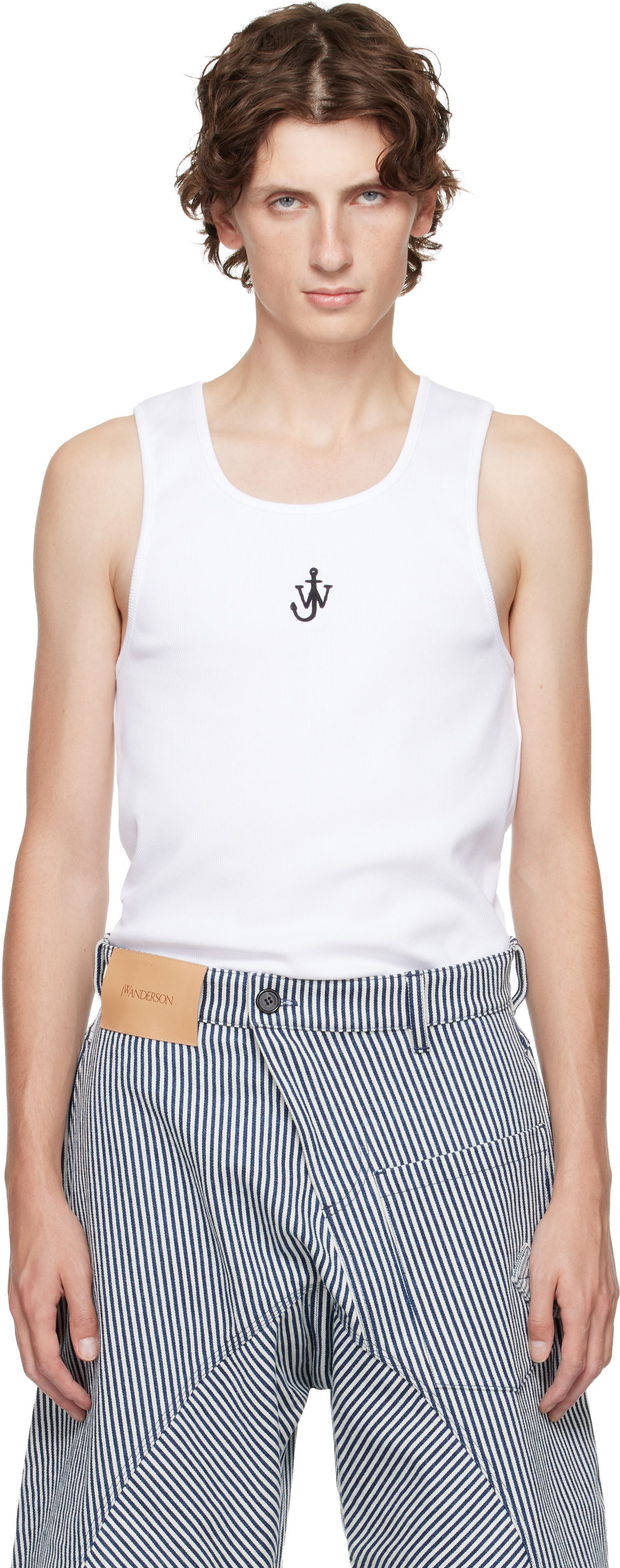 JW Anderson White Anchor Embroidery Tank Top JW Anderson