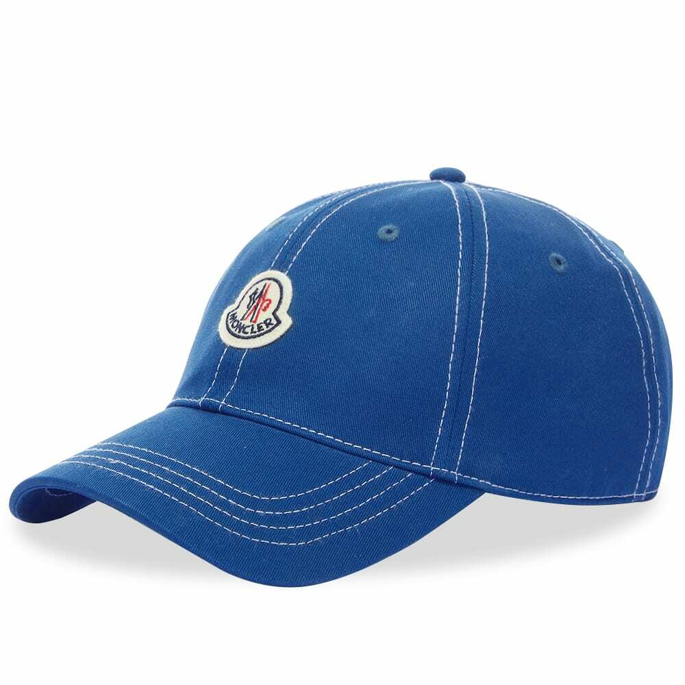 Moncler Men's Contrast Stitch Logo Cap in Bluette Moncler