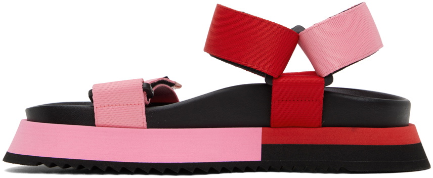 Moschino Pink & Red Logo Tape Sandals Moschino