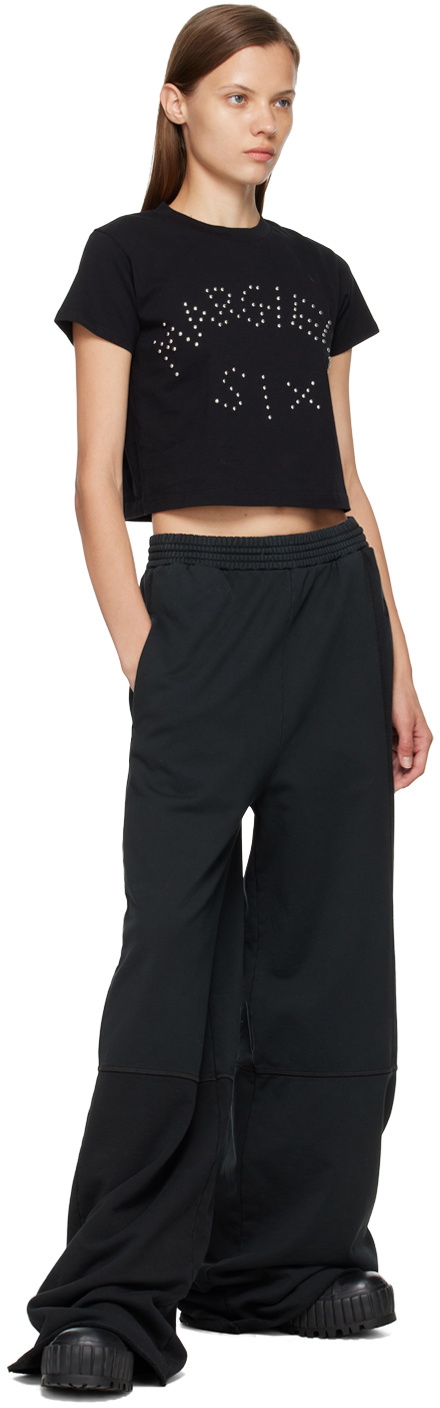 MM6 Maison Margiela Black Wide-Leg Lounge Pants MM6 Maison Margiela