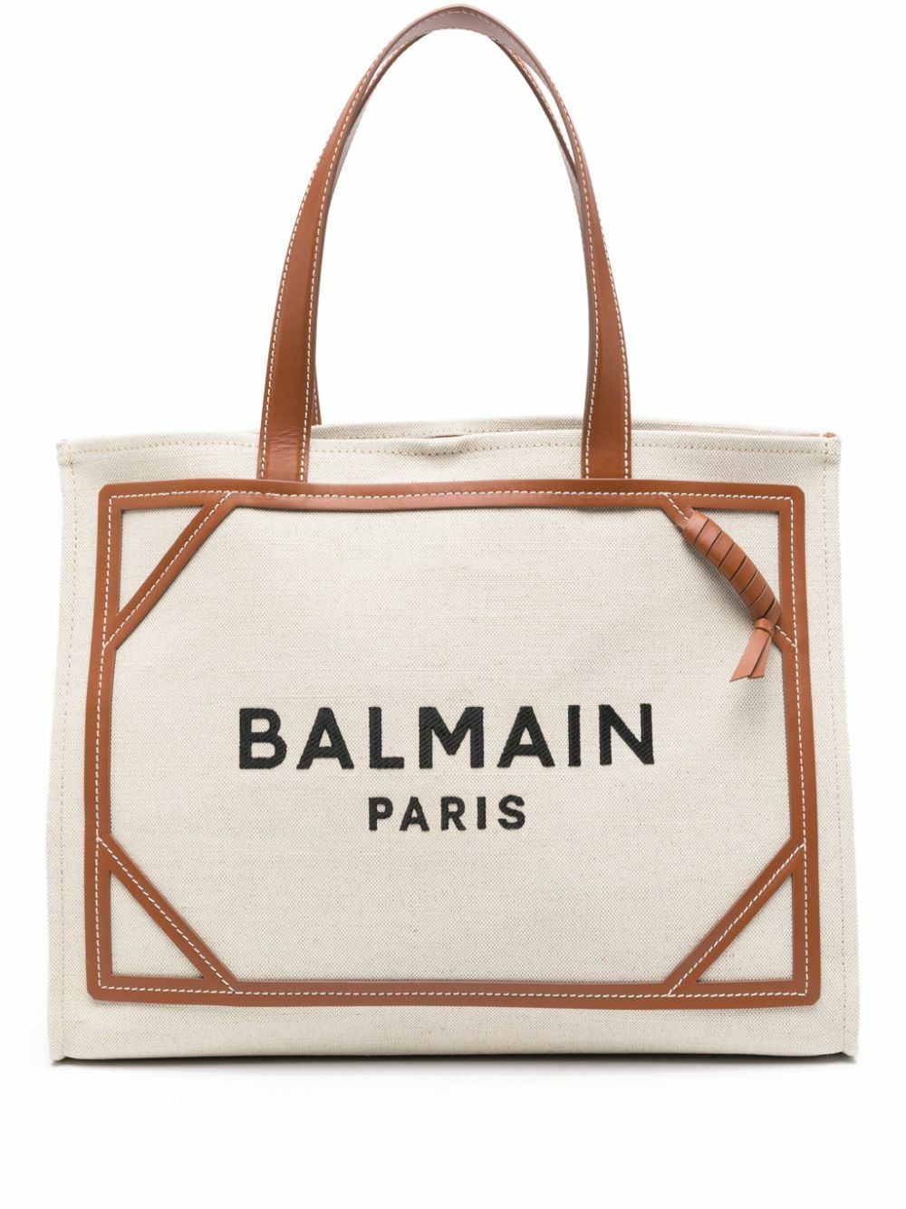BALMAIN - B-army Medium Canvas And Leather Trims Tote Bag Balmain