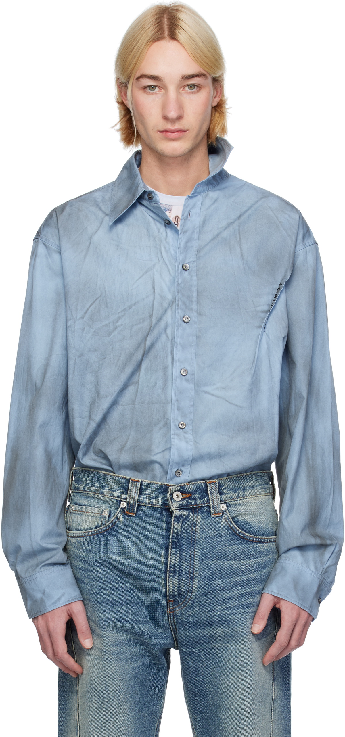 Y/Project Blue Spray Pinched Logo Shirt Y/Project