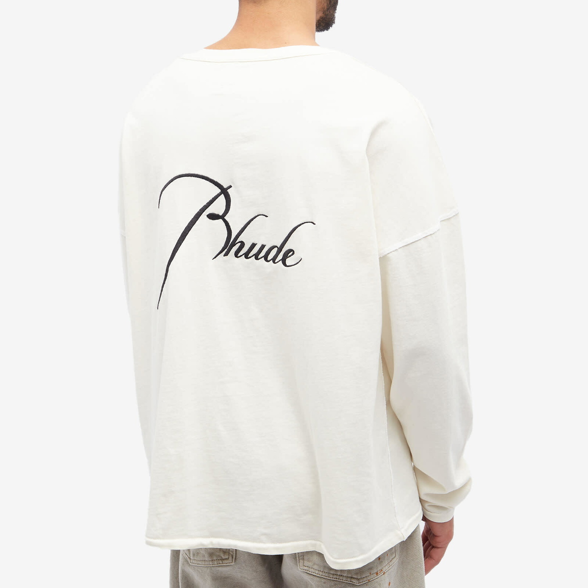 Rhude Men's Long Sleeve Reverse T-Shirt in Vintage/White Rhude