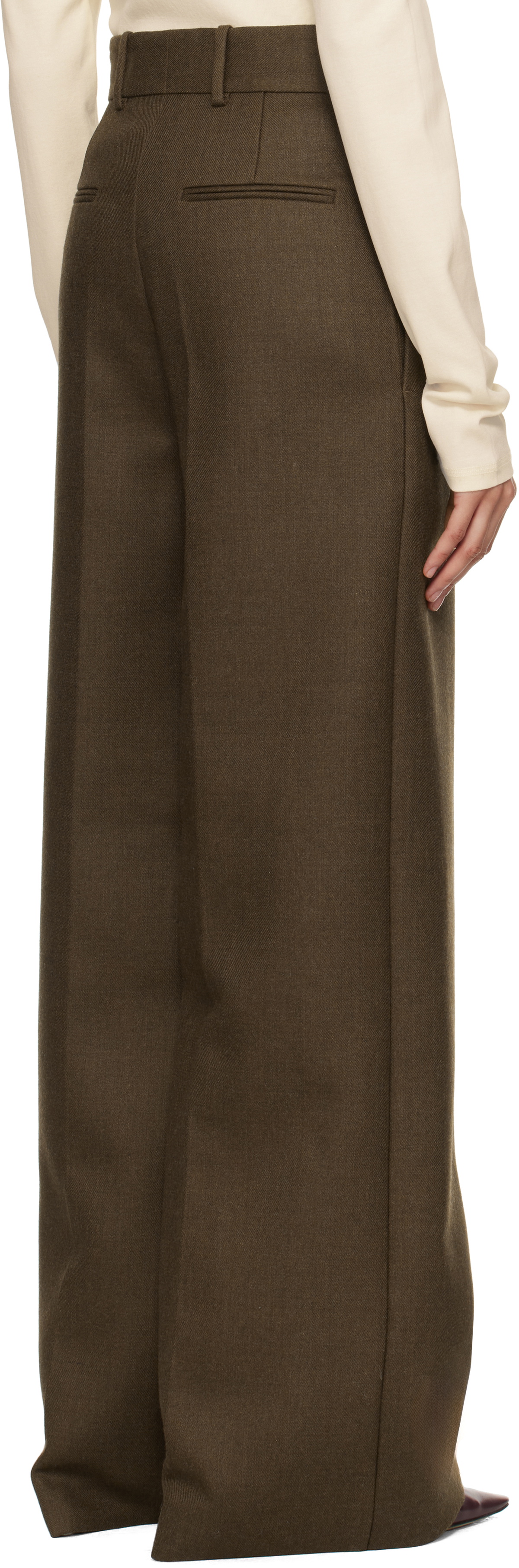 Carven Brown Double Worsted Wool Trousers Carven