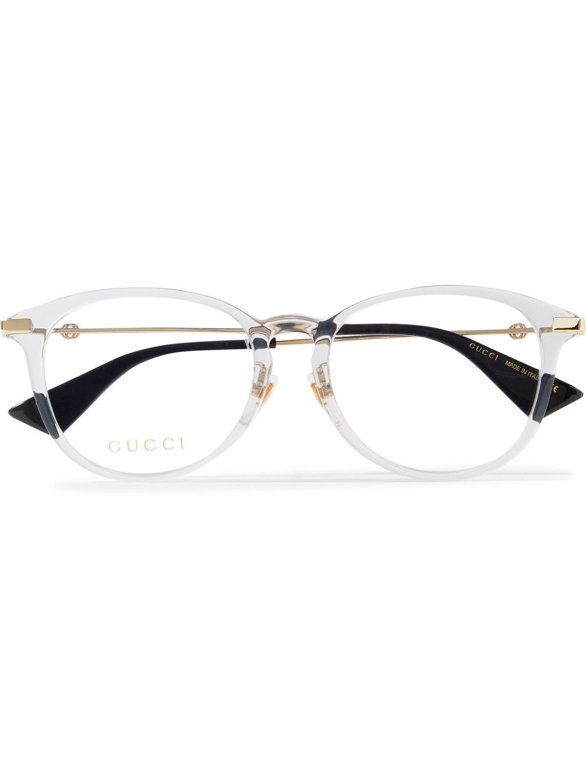 Gucci Eyewear Round Frame Acetate And Gold Tone Optical Glasses Gucci