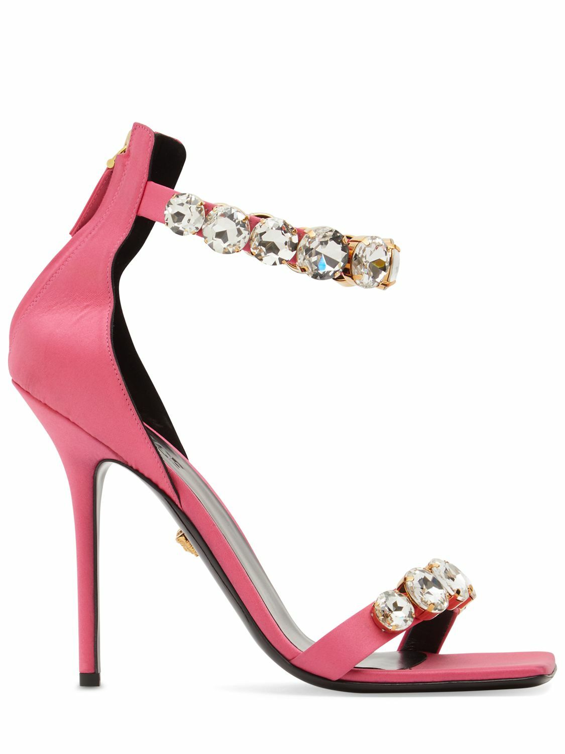 VERSACE - 110mm Embellished Satin Sandals Versace