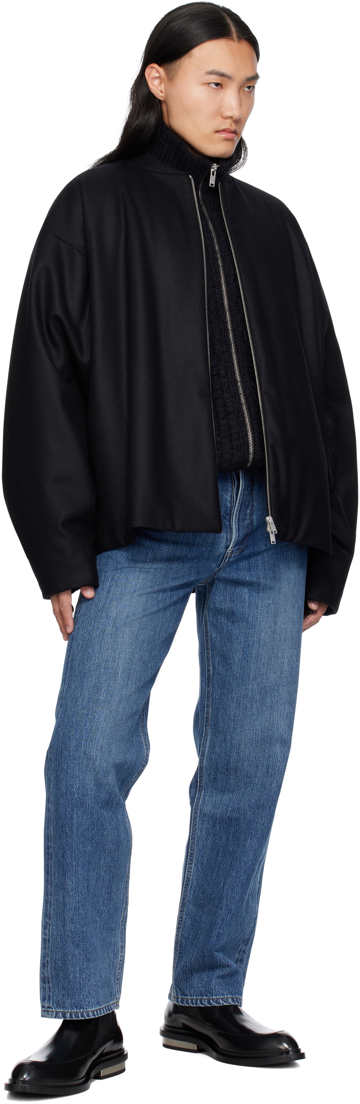 Jil Sander Black Zip Up Bomber Jacket Jil Sander