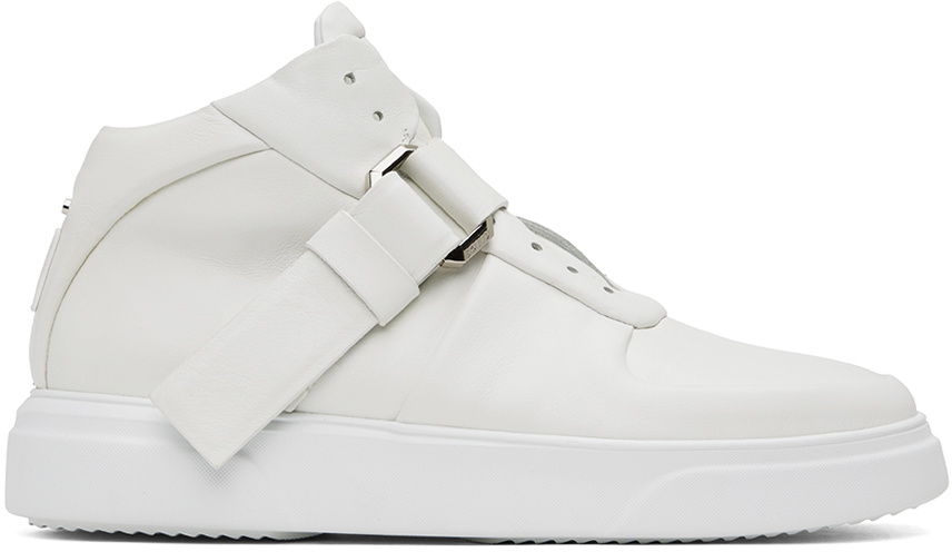 Solid Homme White Leather Sneakers Solid Homme