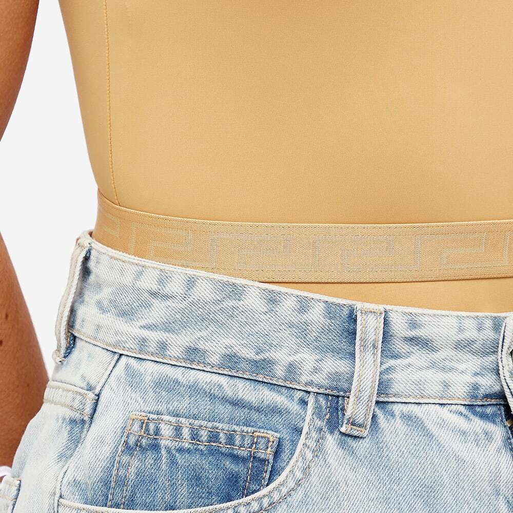 Versace Women's Greca Tonal Bodysuit in Caramel Versace