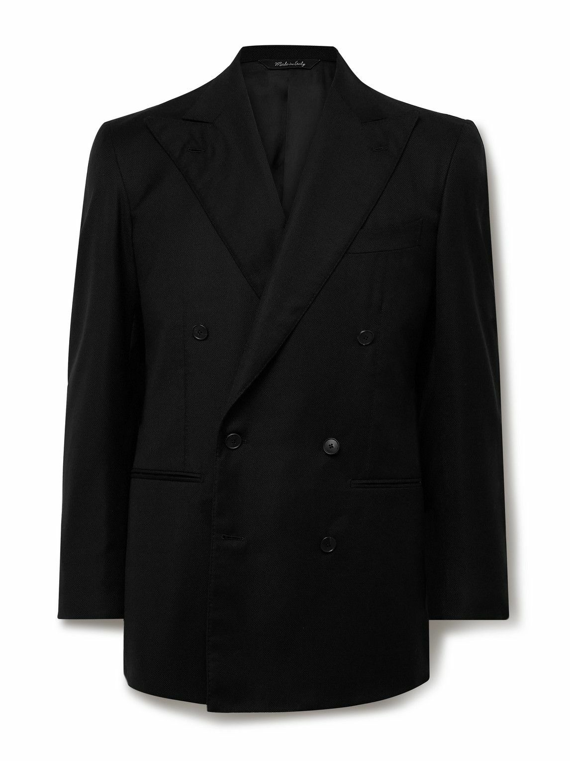 Saman Amel - Double-Breasted Wool-Hopsack Blazer - Black Saman Amel