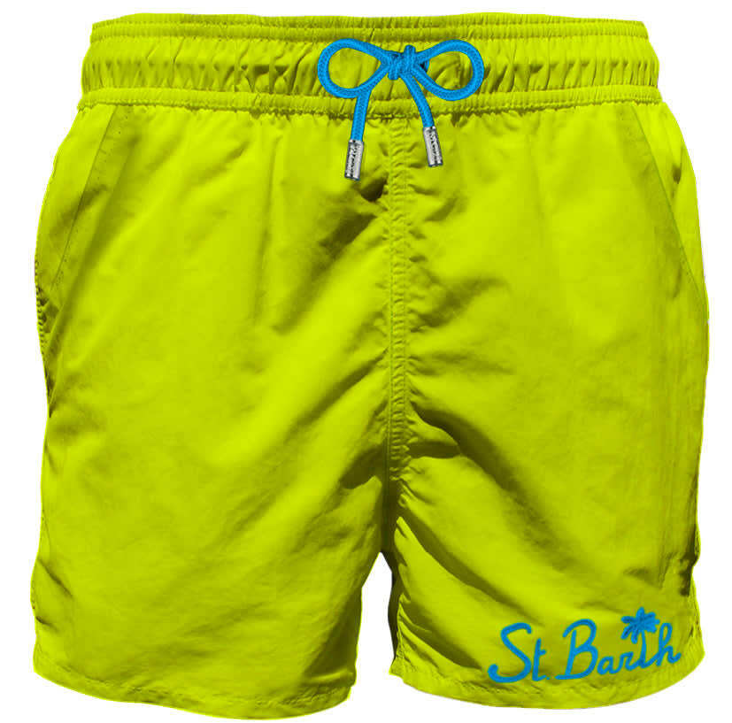 MC2 Saint Barth Man Fluo Yellow Swim Shorts With Pocket MC2 Saint Barth