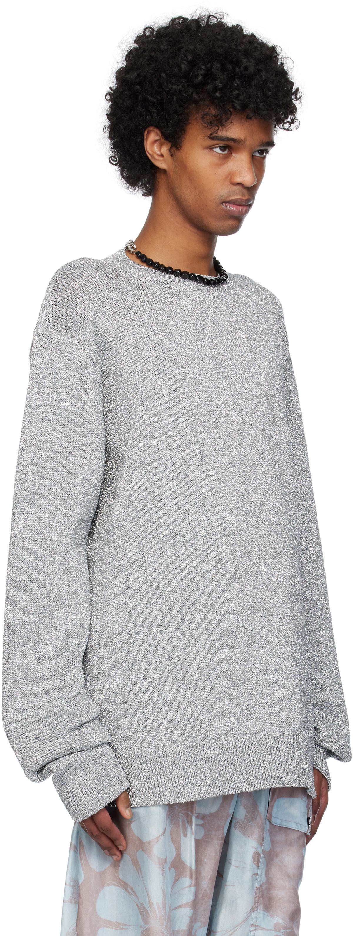 Dries Van Noten Silver Metallic Thread Sweater Dries Van Noten