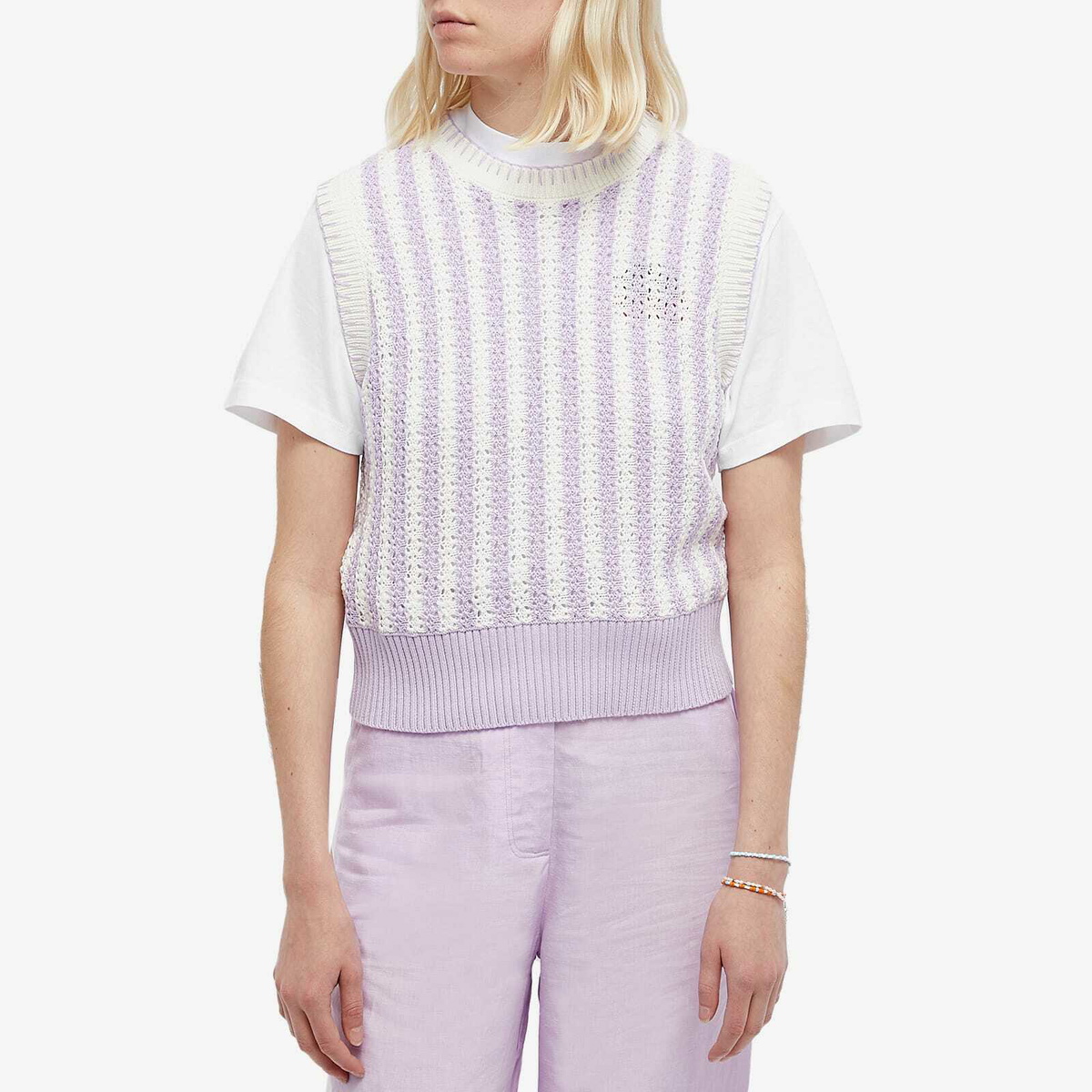 KITRI Women's Marley Lilac Knit Top in Lilac Stripe KITRI
